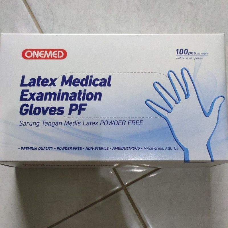 Jual latex medical examination glove PF/free powder ONEMED/premium ...