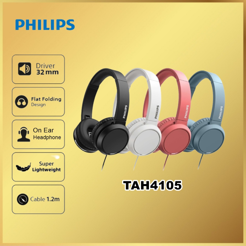 Jual Philips TAH4105 On Ear Headphones with Mic Headset TAH 4105 ...