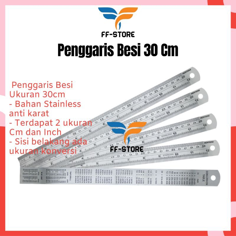 Jual Penggaris Besi 30 Cm 12 Inch Mistar Stainless Steel Ruler | Shopee Indonesia