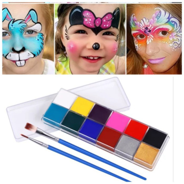 Jual Jual Cat Wajah Tubuh Face Painting 12 Colors Free 2 Brush Murah ...