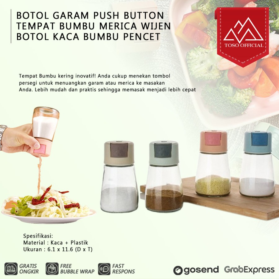 Jual BOTOL GARAM TEMPAT BUMBU MERICA GULA PUSH BUTTON BOTOL REMPAH ...