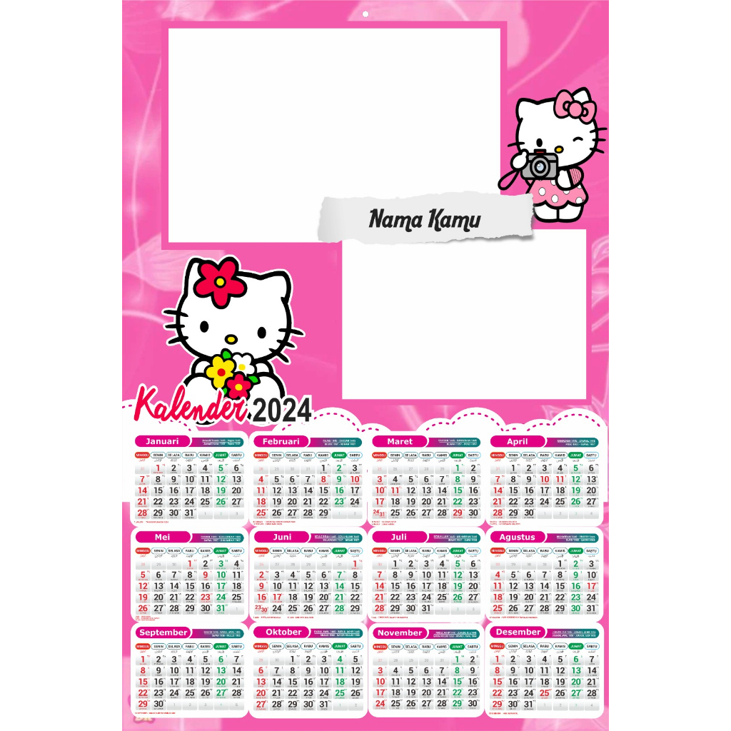 Jual Kalender 2024 Bisa Pakai Foto Sendiri, Tema Hello Kitty, Bahan ...