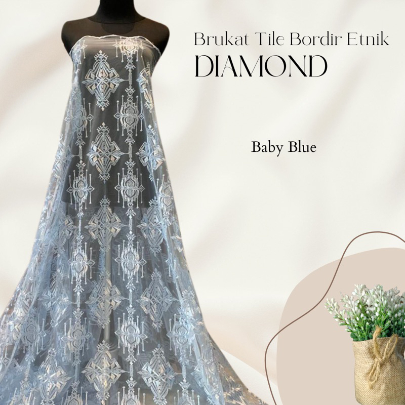 Jual Bahan Kain Kebaya Meteran Bordir Timbul Motif Diamond Ala Keraton ...