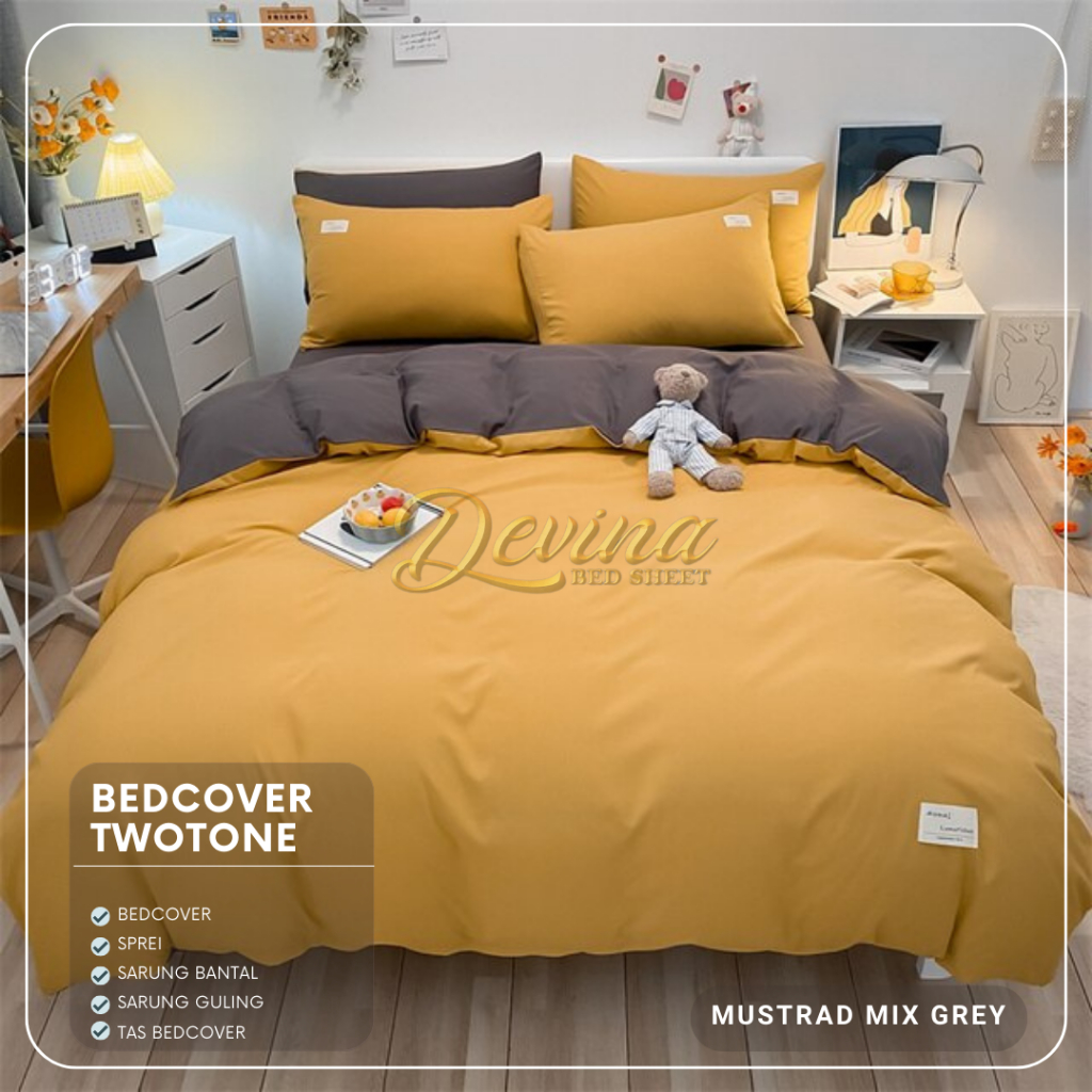 Jual Bedcover Set Two Tone Polos Selimut Bolak Balik ( Kombinasi Dua ...