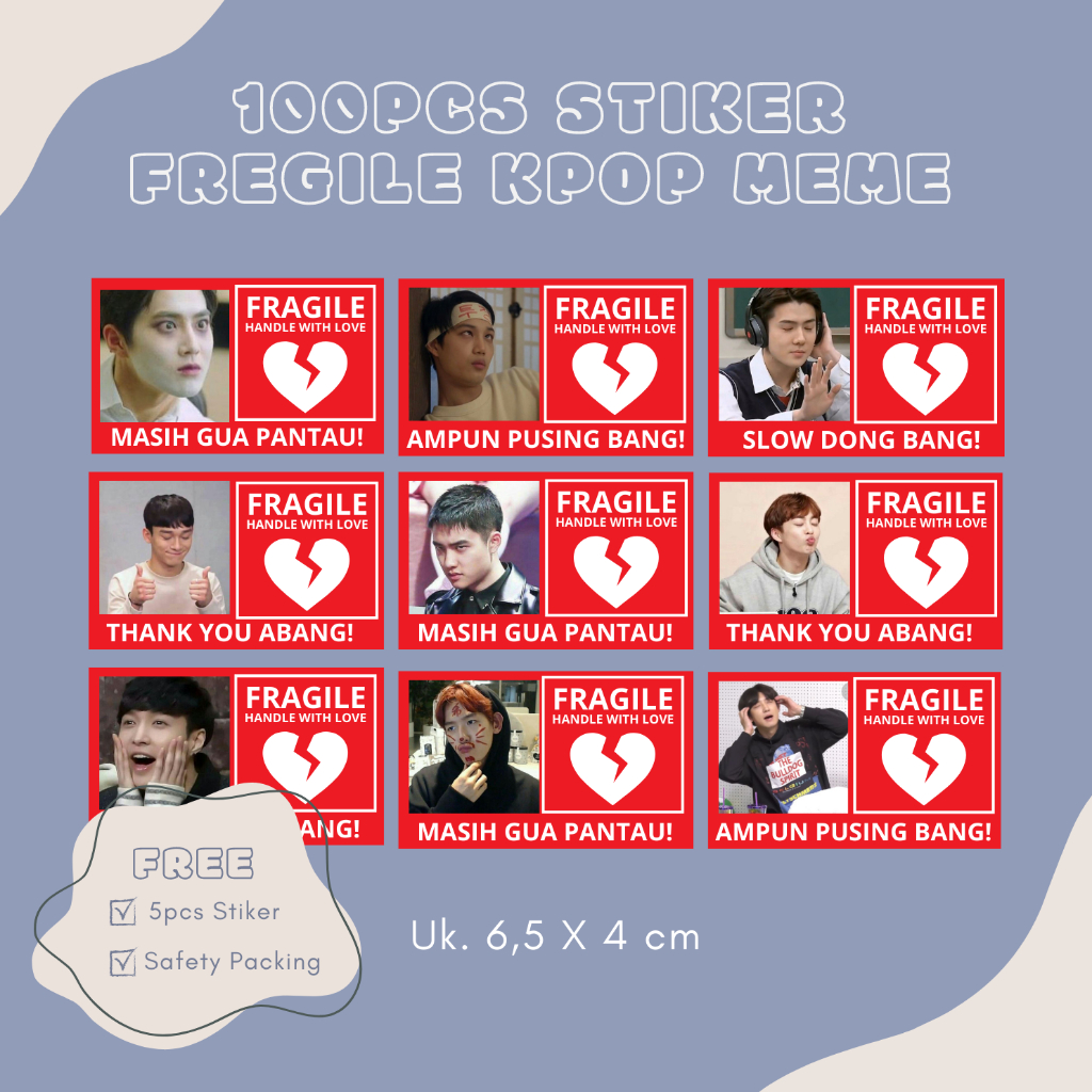 Jual (100pcs) Stiker Fragile Kpop meme lucu EXO NCT Dream BTS | Shopee ...
