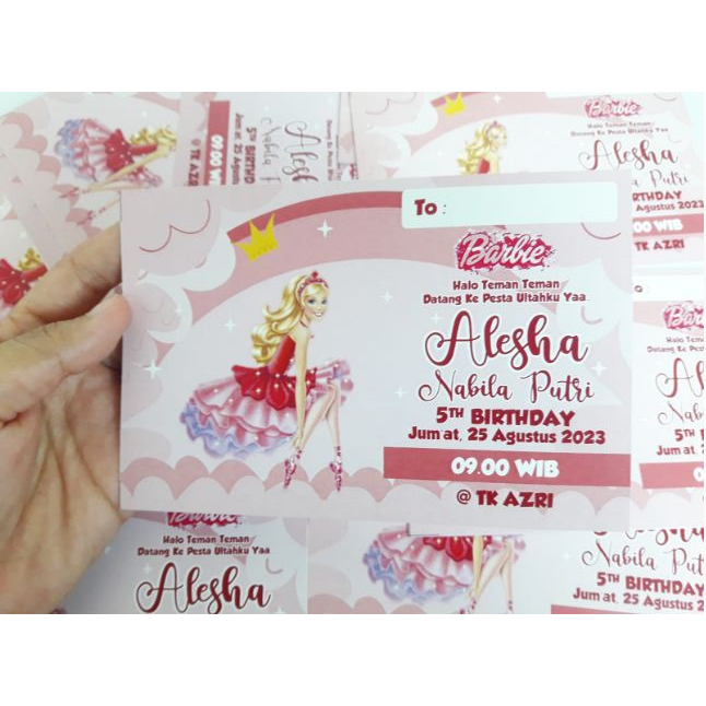 Jual undangan barbie / invitation barbie / undangan custom barbie ...