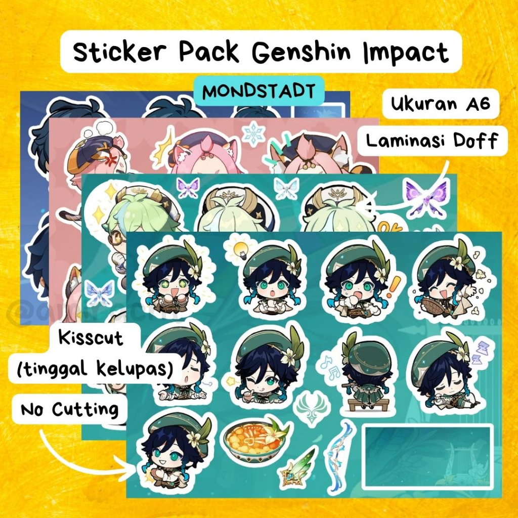 Jual [MONSTADT] Sticker Pack Genshin Impact A6 Vynil, Doff, Kisscut ...