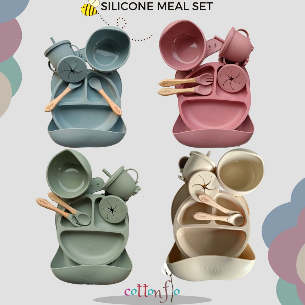 Jual Alat makan bayi silikon set/Tempat makan silikon set/Silicone ...
