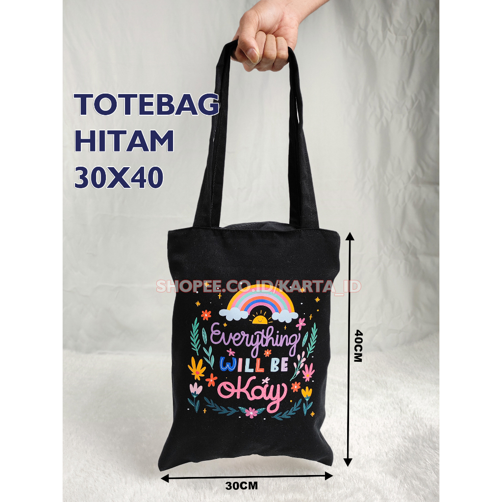 Jual ToteBag Custom Resleting Tas Tote bag Canvas Bisa Custom Nama Gambar Full Warna Bebas ...