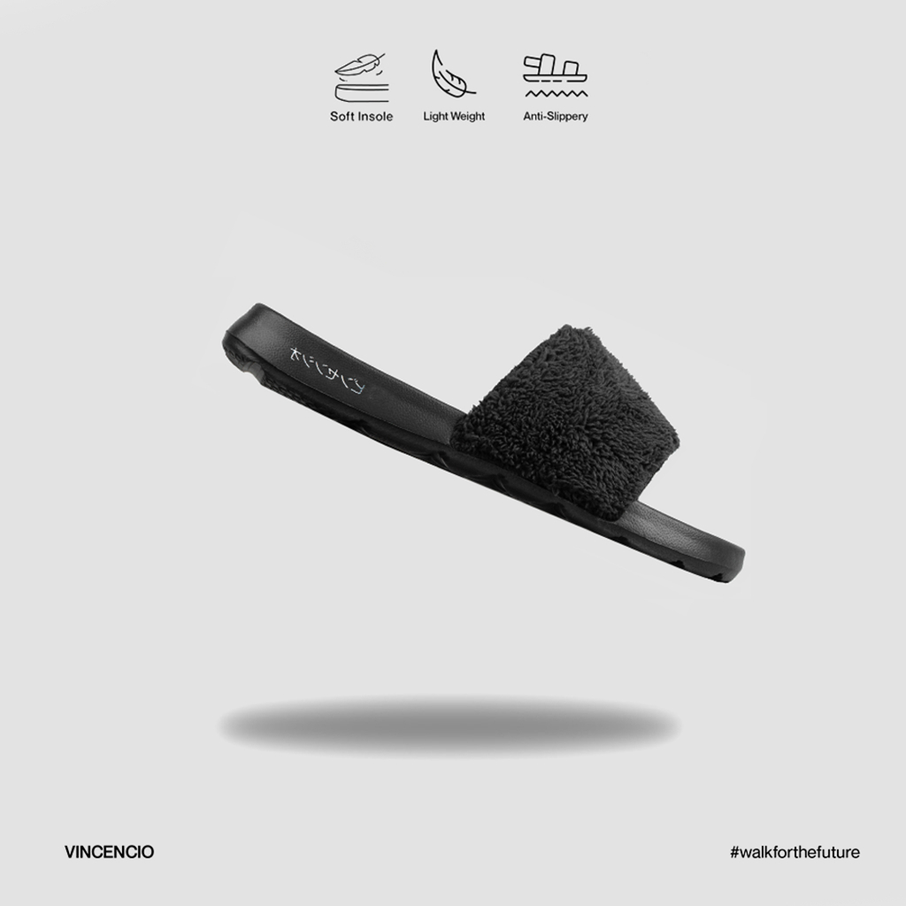 Jual Vincencio - Akira Slides - Jet Black | Sandal Slide Pria Wanita ...