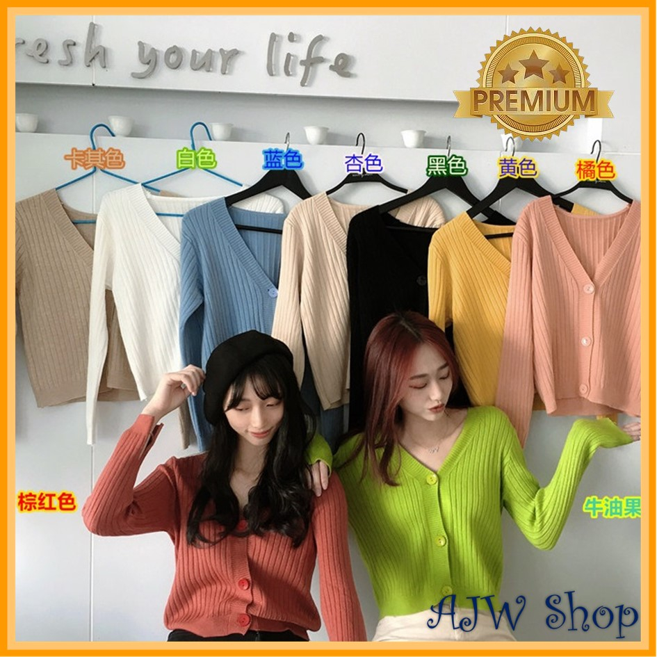 Jual AJW Cardi Rajut Wanita Import Premium Korean Style ZB | Oversize Cardigan Premium Wanita ...