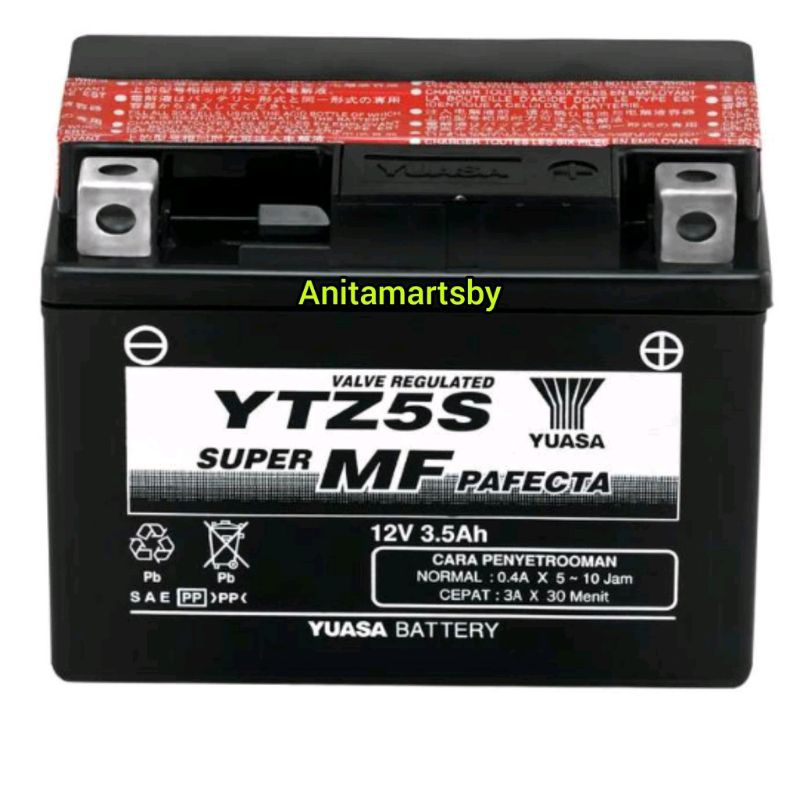 Jual Aki kering yuasa YTZ5s 12v 3.5Ah aki motor beat vario lama scoopy mio z cb 150 | Shopee ...