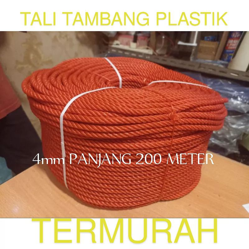 Jual Tali Tambang Plastik OTOPUS Ukuran 4mm Panjang 200 Meter Tali Tambang Nilon | Shopee Indonesia