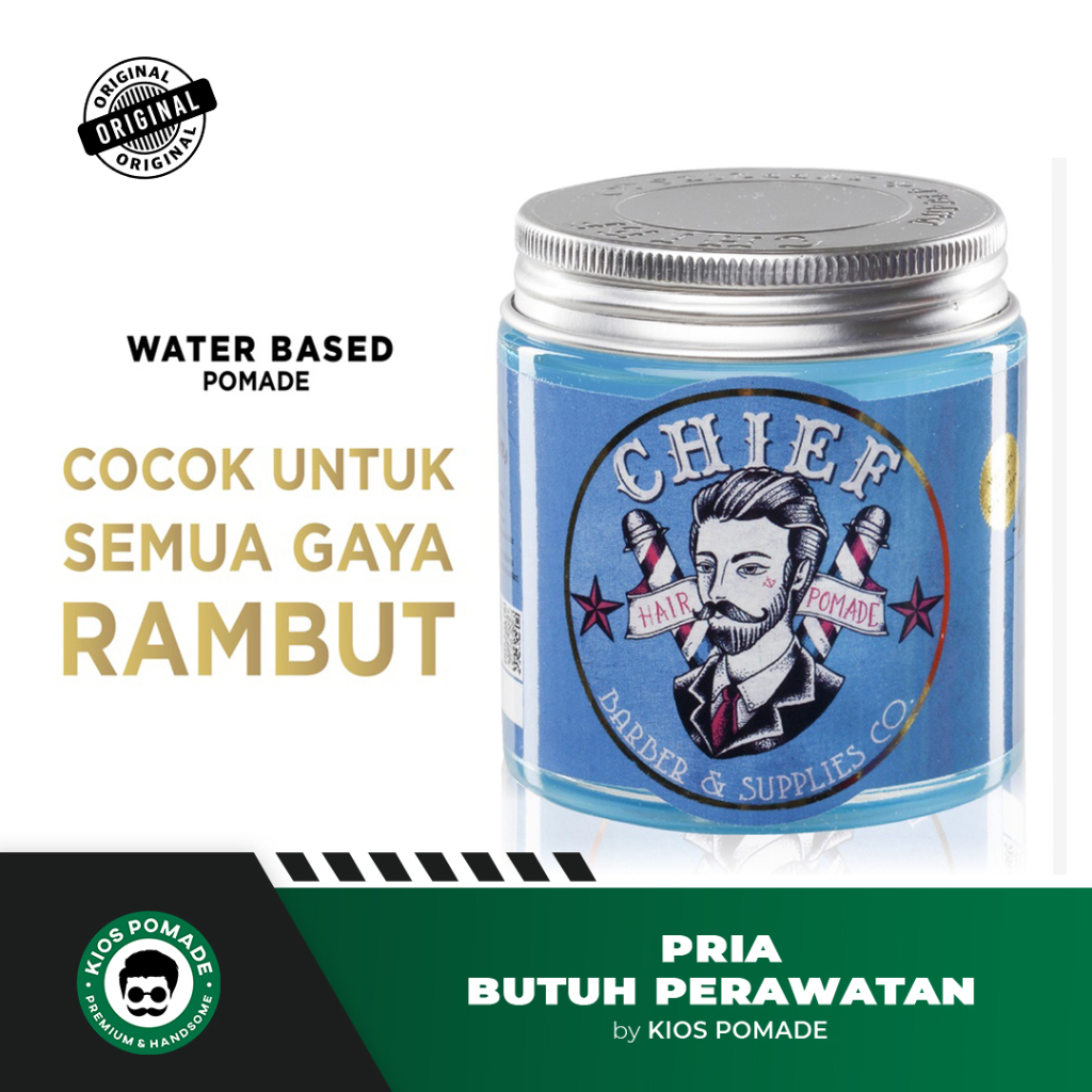 Jual CHIEF BLUE Minyak Rambut Pria Pomade Waterbased Strong Hold High ...
