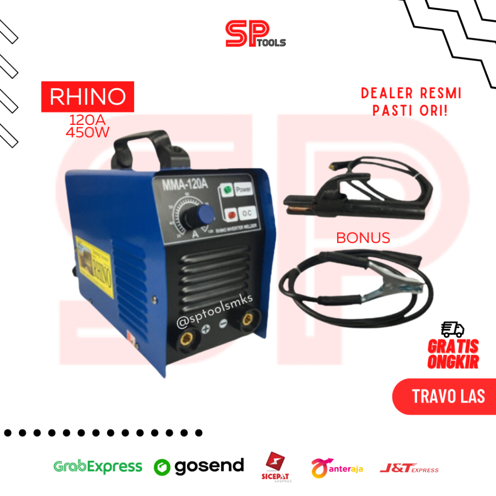 Jual MESIN LAS TRAVO LAS / TRVOLAS 450 WATT 120A MMA INVERTER RHINO BIRU | Shopee Indonesia