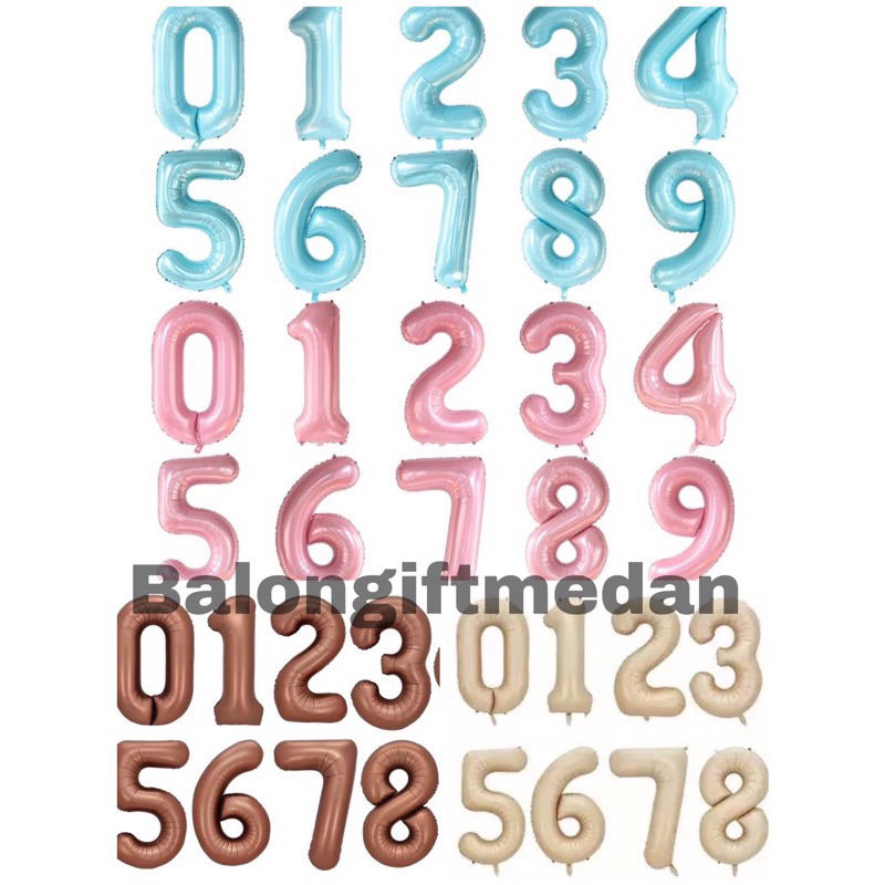Jual BALON ANGKA BESAR JUMBO PASTEL CARAMEL RETRO 80CM | Shopee Indonesia