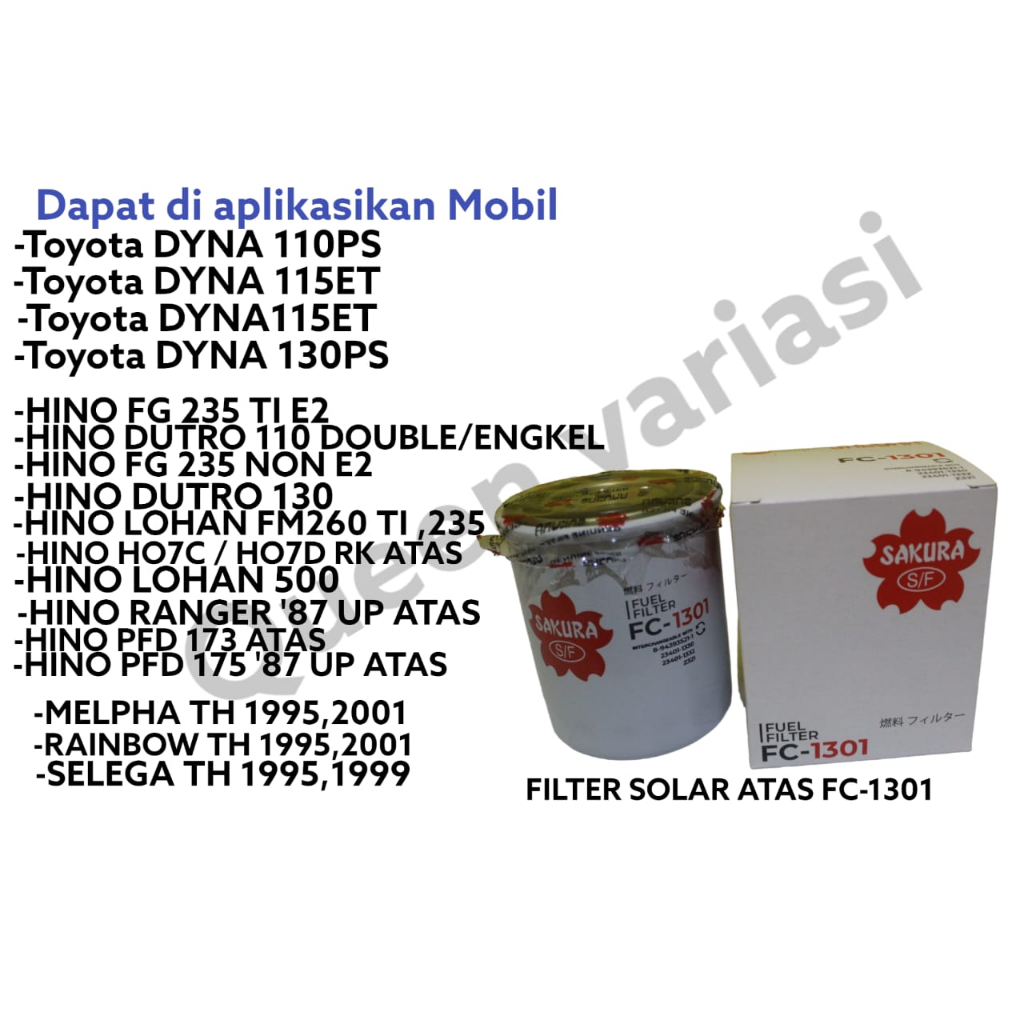 Jual FILTER SOLAR ATAS HINO DUTRO 110 HINO DUTRO 130 HINO H07C H07D FC ...