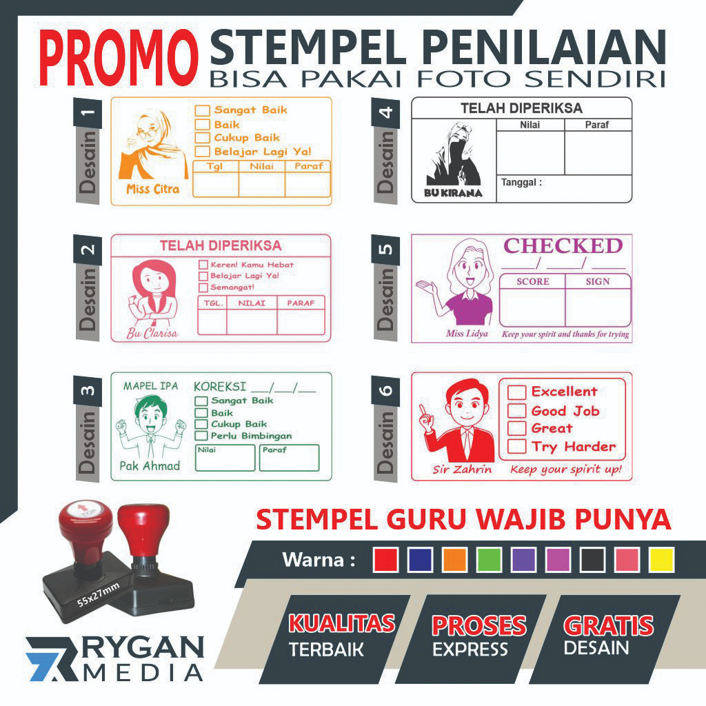 Jual STEMPEL PENILAIAN GURU | KOREKSI GURU BISA PAKAI FOTO SENDIRI ...