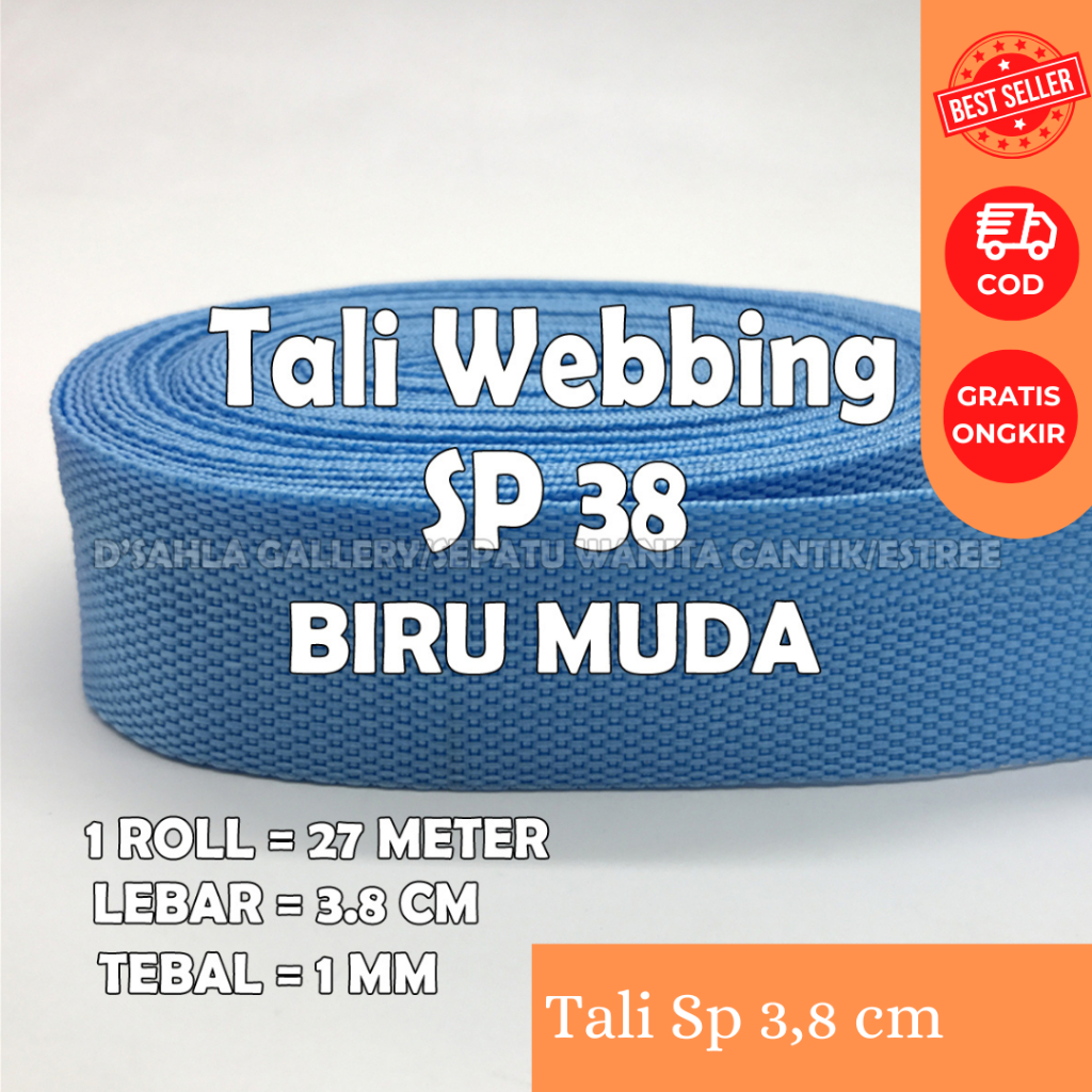 Jual Tali Webbing Sling Strap Lebar 3.8 cm Tebal 1mm untuk Tali Tas ...