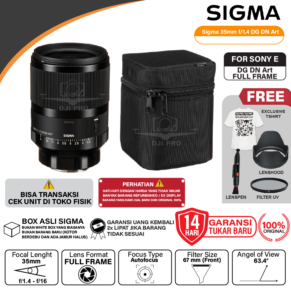 Jual Lensa Sigma 35mm f1.4 DG DN Art Lens for Sony FE ORIGINAL | Shopee ...