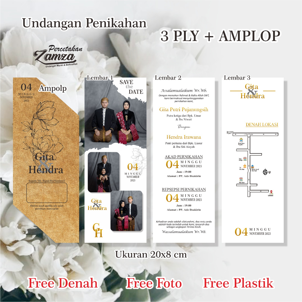 Jual Undangan Pernikahan 3 Ply + Amplop | Shopee Indonesia