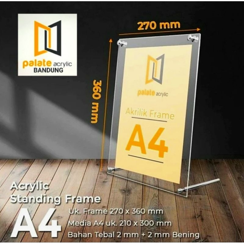 Jual ACRYLIC STANDING FRAME A4 tebal 2mm+2mm/ AKRILIK FRAME/ DISPLAY ...
