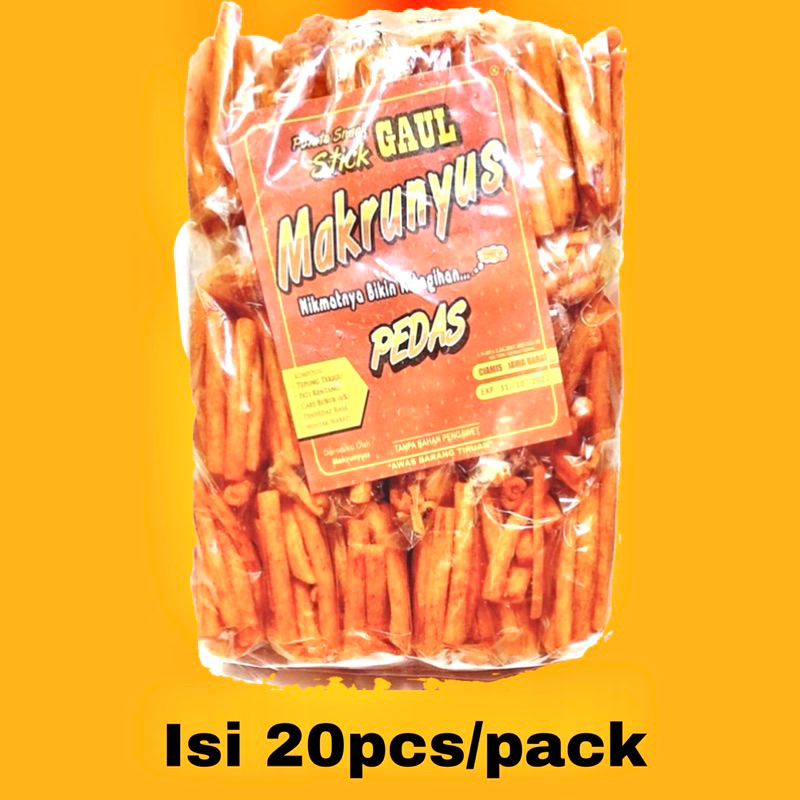 Jual STIK GAUL MAKRUNYUS PEDAS ISI 20pcs/Keripik Pedas / Cemilan Pedas ...