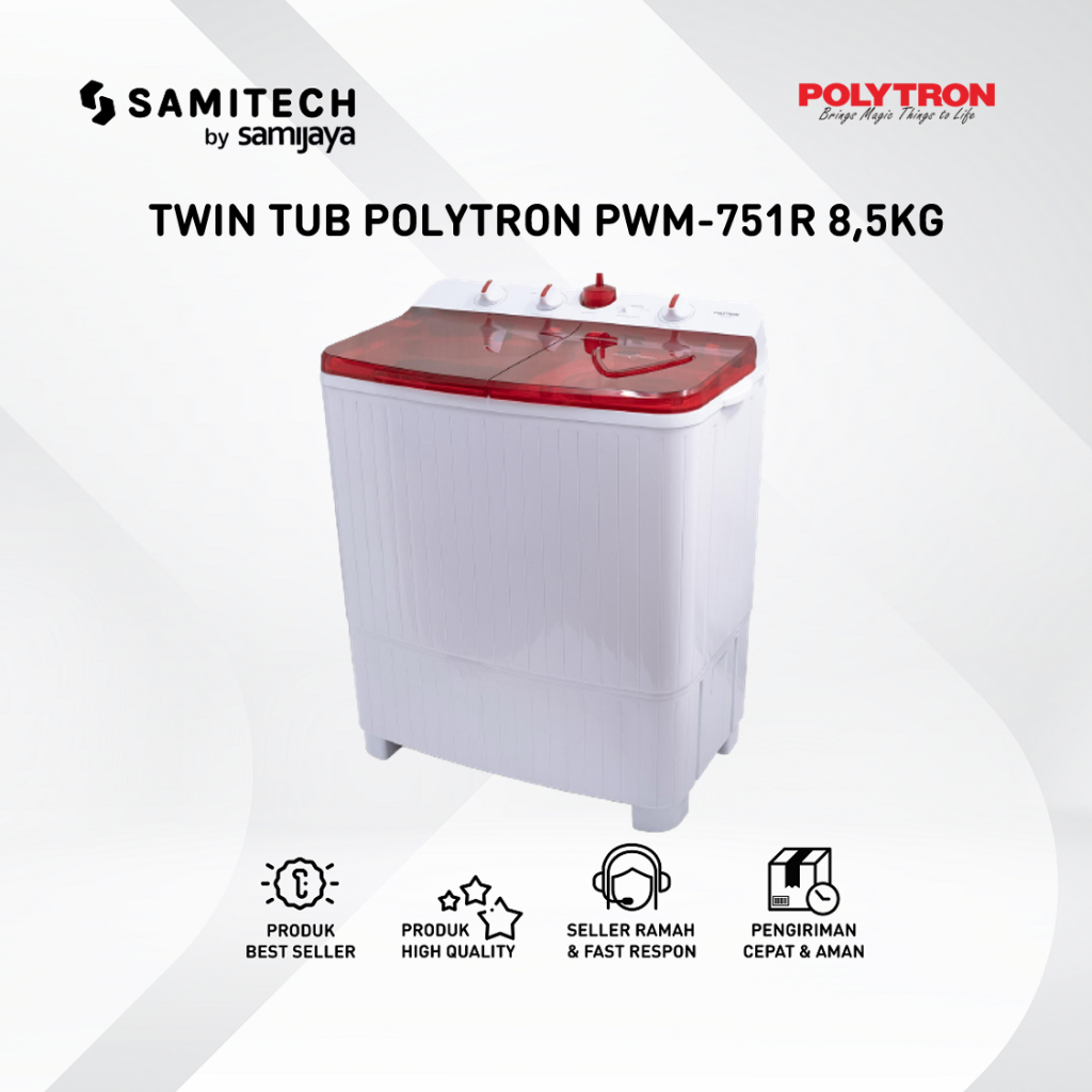 Jual MESIN CUCI DUA TABUNG - TWIN TUB POLYTRON PWM-751 / PWM 751 KAPASITAS 7.5 KG BERGARANSI ...