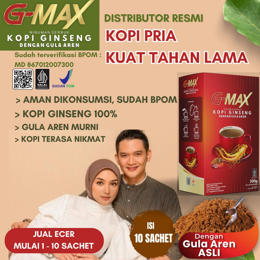 Jual Kopi Kuat Pria Tahan Lama GMAX Penambah Stamina Pria Dewasa 100% extra gingseng original ...