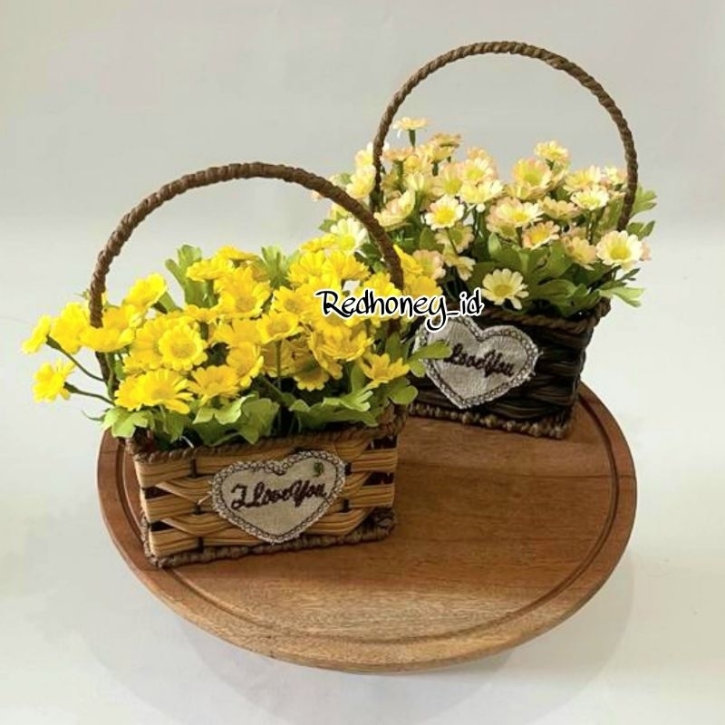 Jual Rangkaian Bunga Artificial Aster Hiasan Meja Sudah Termasuk Vas ...