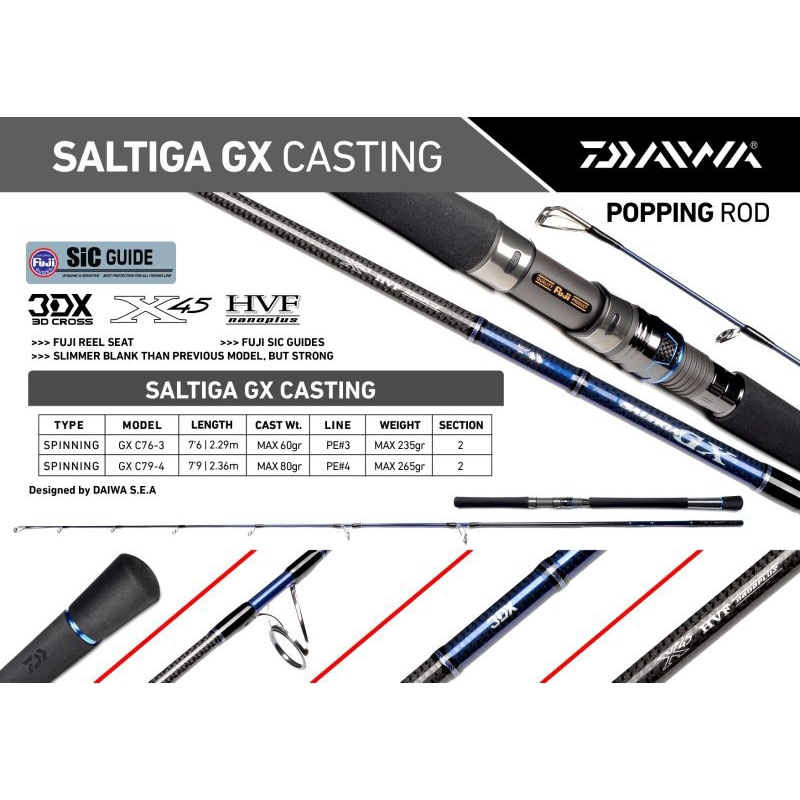 Jual Joran Popping DAIWA SALTIGA GX 2023| Casting| Light Popping | Shopee Indonesia