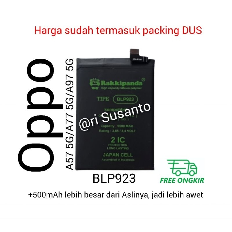 Jual Baterai Rakkipanda BLP923 for Oppo A57 5G / A57s / A77 5G / A78 5G ...