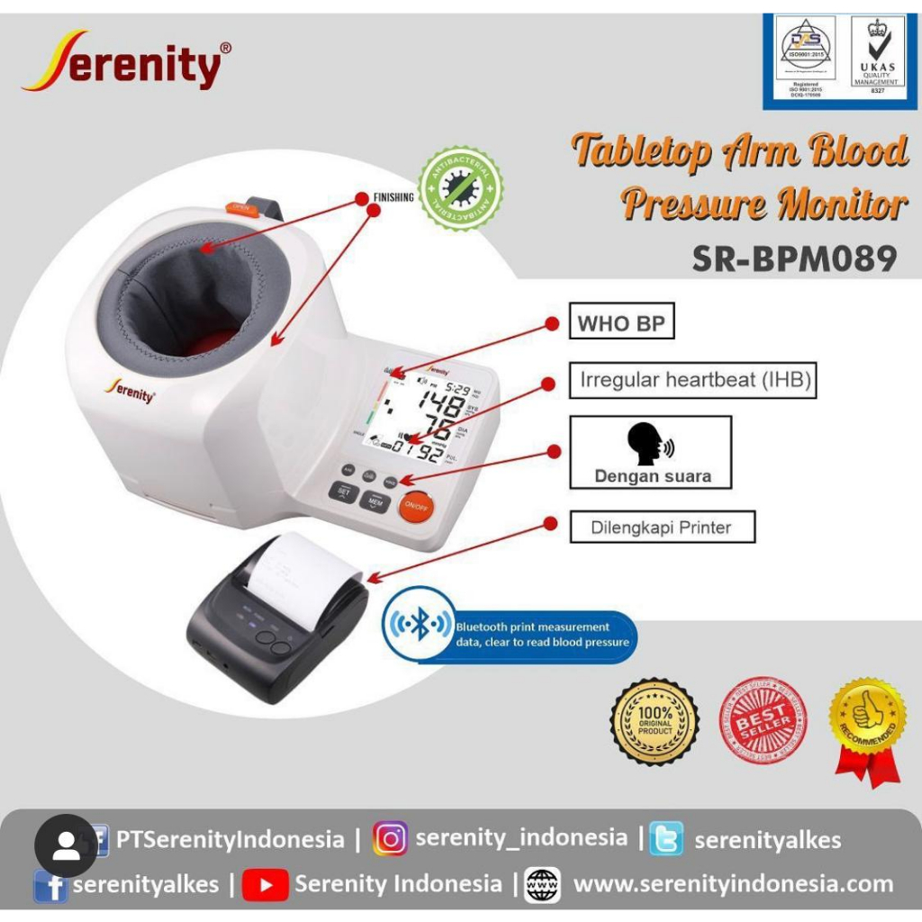 Jual Blood Pressure Monitor Merk Serenity Type SR - BPM 089 / SERENITY TENSIMETER SR - BPM 089 ...