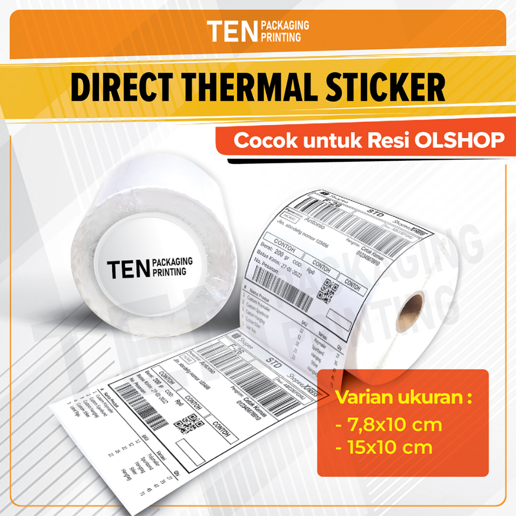 Jual Kertas Thermal Roll 100x150mm 78x10mm / Label Sticker barcode / Label Resi Olshop 10x15cm 7 ...
