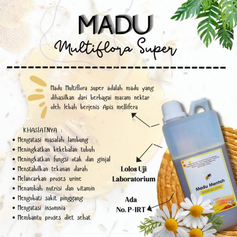Jual Madu Nektar Multiflora Super 100% - Madu Murni Asli Ternak 1kg ...