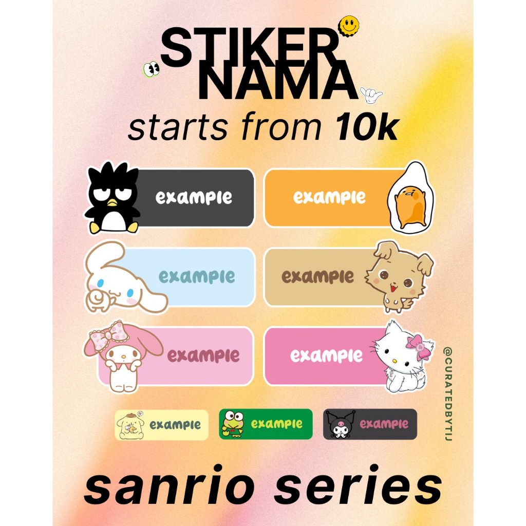 Jual CUSTOM STIKER NAMA NON-WATERPROOF | Label Nama Sanrio Hello Kitty ...