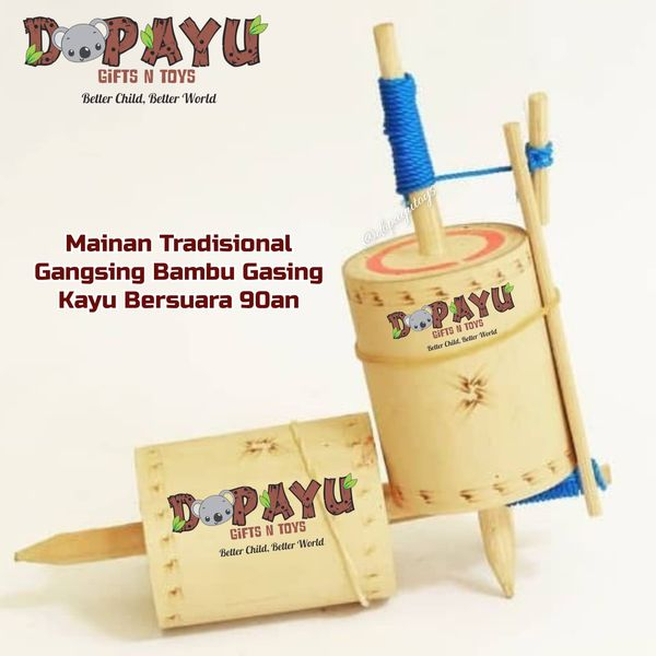 Jual Mainan Tradisional Gangsing Bambu Gasing Kayu 90an Dolanan Anak ...