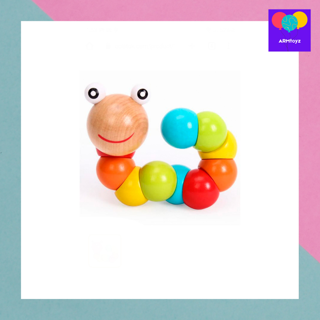 Jual Mainan Ulat Kayu Warna Warni Edukasi Anak | Shopee Indonesia