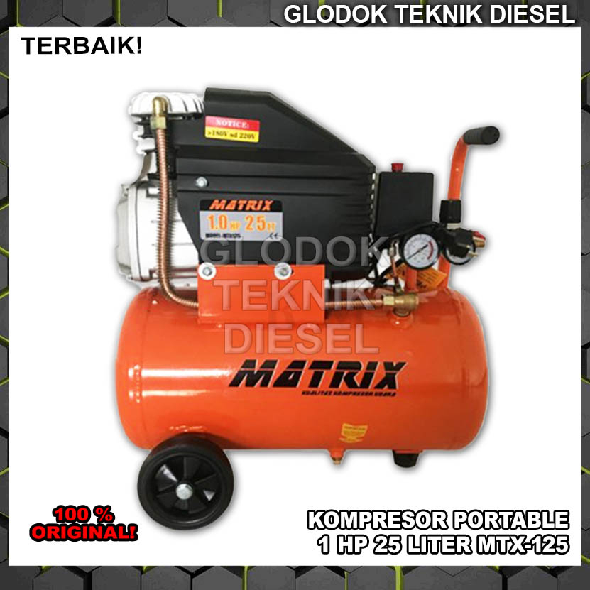 Jual Matrix Kompresor Angin Listrik 1 HP 25 L Liter Portable MTX 125 ...