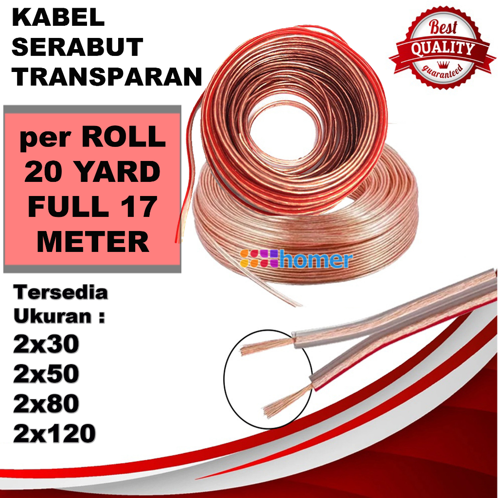 Jual KABEL ROLL 20 YARD FULL 17m 17 METER SERABUT TRANSPARAN KABEL ...