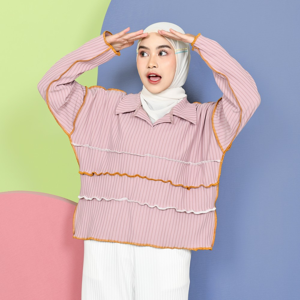 Jual Mybamus Yuna Playfull Knit Tops – Atasan Muslim Wanita – Blus Knit ...