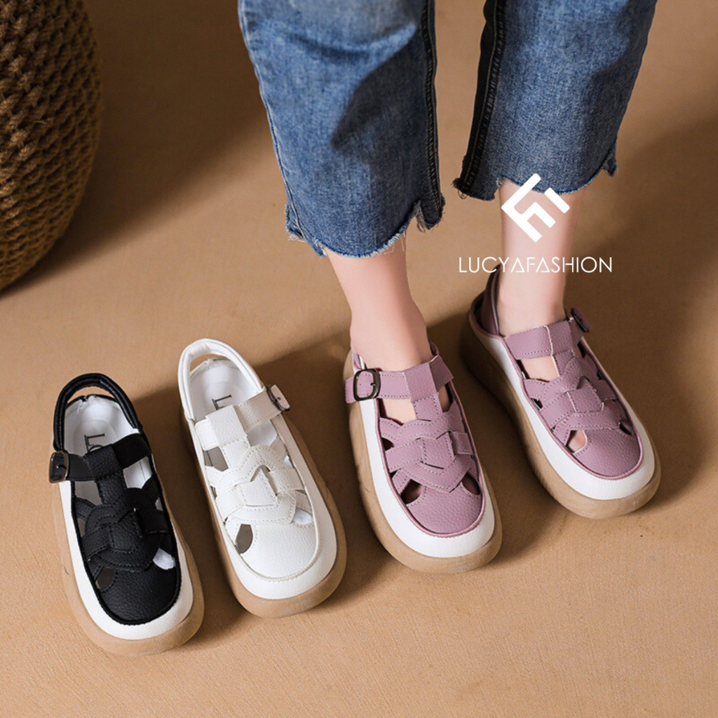 Jual 0214 Wedges Wanita Kekinian Sepatu Sol Casual Fashion Sandal Tali ...