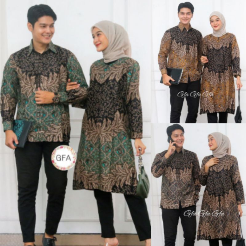Jual Batik Couple Modern Batik Pria Wanita Jumbo Atasan Batik Couple ...