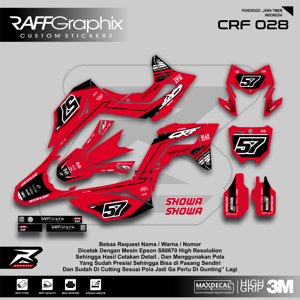 Jual NEW DECAL CRF MERAH PUTIH /DECAL CUSTOM CRF 150 /DECAL CRF FULL ...