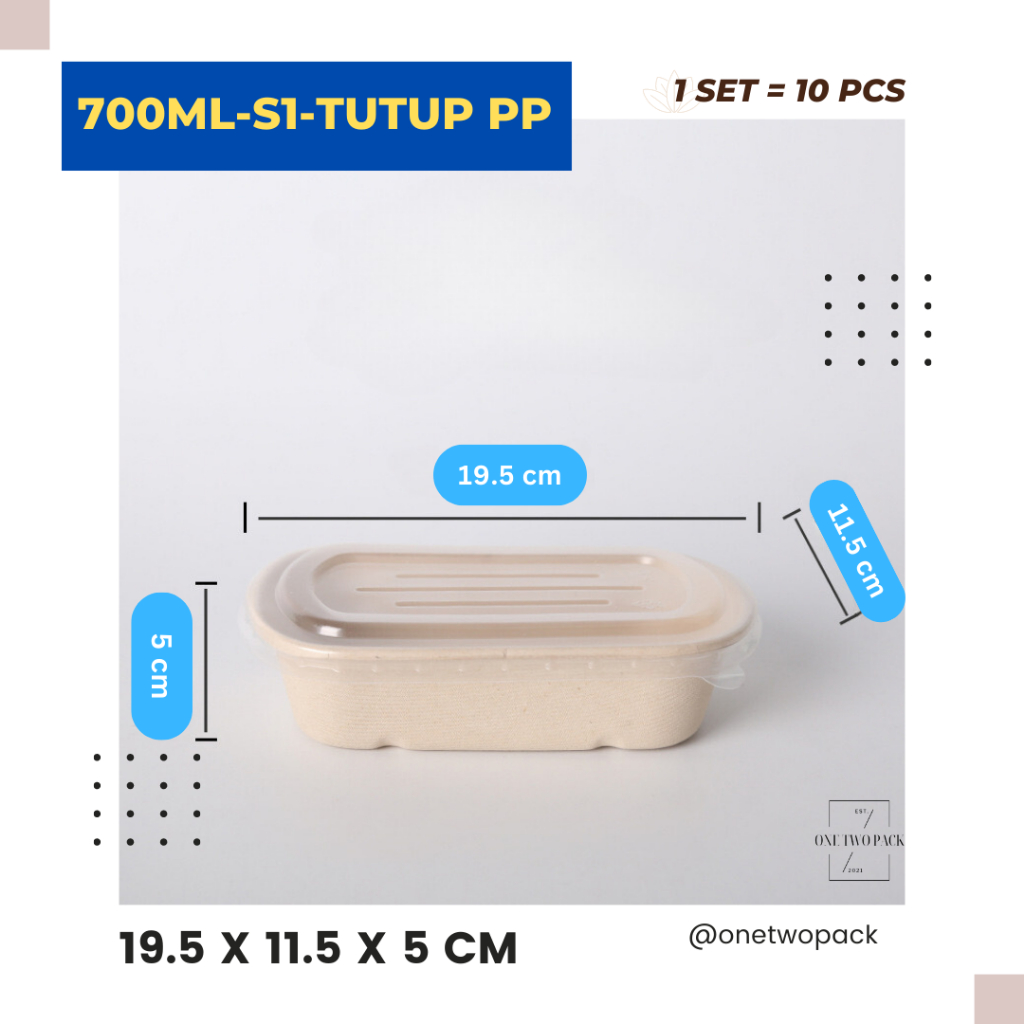 Jual [10 pcs] Take Away Box Kotak Makan Bagasse 500 / 700 / 1000 mL | Wheat Straw | Wadah ...