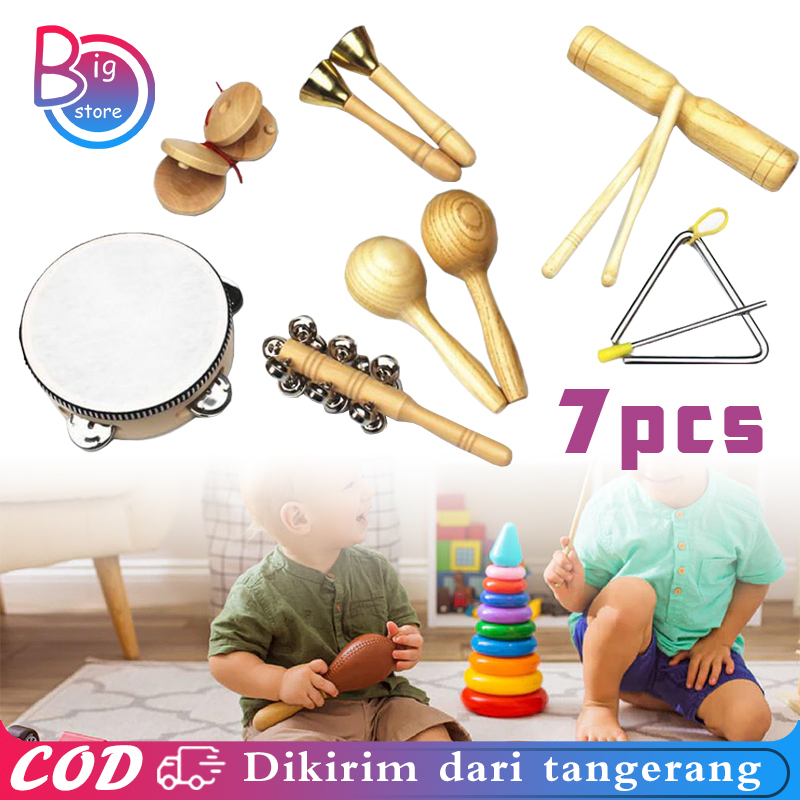 Jual 7pcs/set Alat Musik Drum Anak Alat Musik Tambourine Mainan Alat ...
