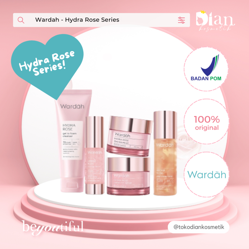 Jual WARDAH - HYDRA ROSE SERIES (Serum, Night Gel, Face Toner, Day Gel ...