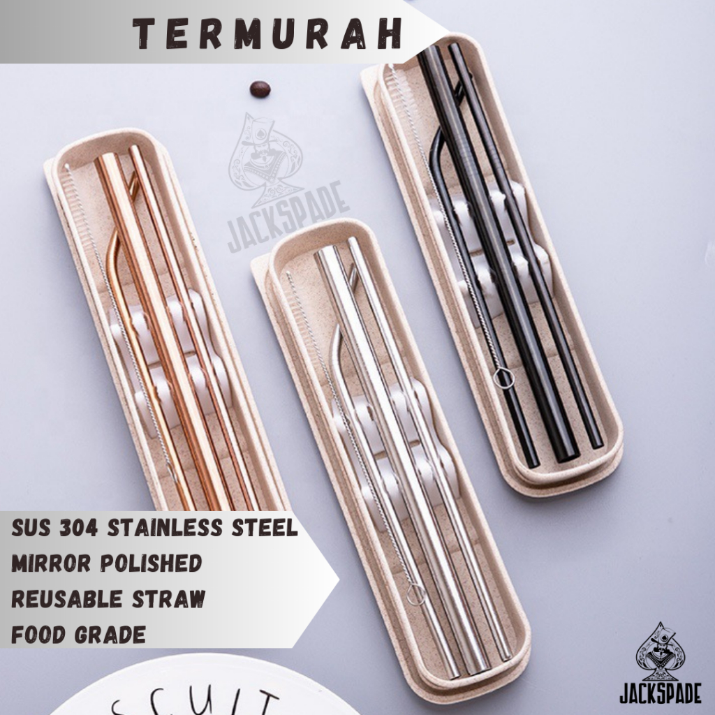 Jual 6 in 1 Set Sedotan Stainless Steel SUS 304 Gold Portabel Box ...