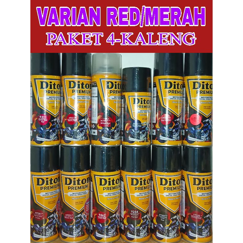 Jual PAKET 4 KALENG pilok pilox diton premium VARIAN RED varia merah ...