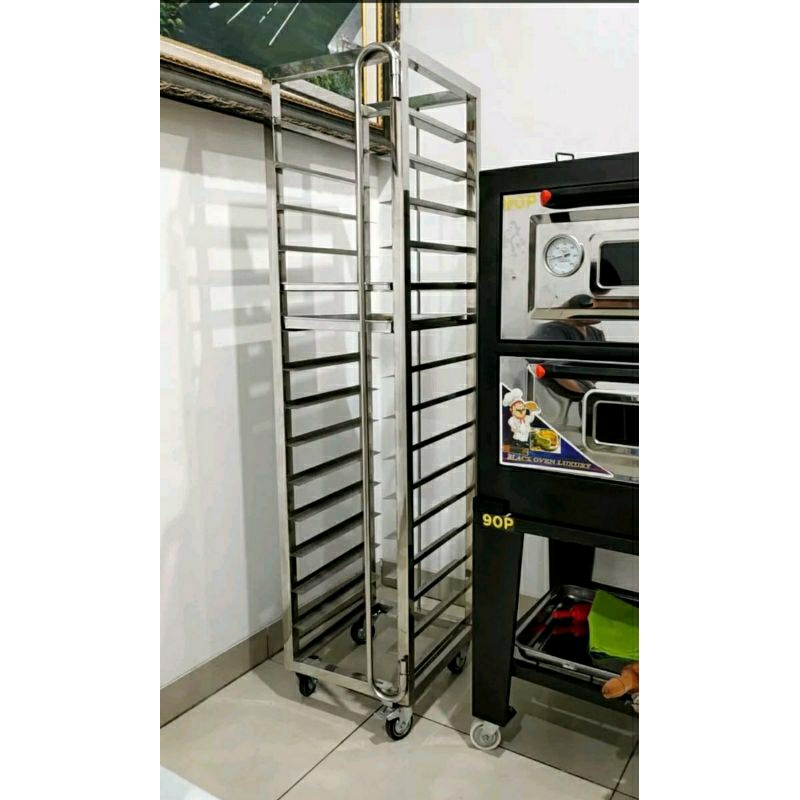 Jual Troly rak loyang 15 susun 40x30 / rak loyang kue /rak loyang roti ...